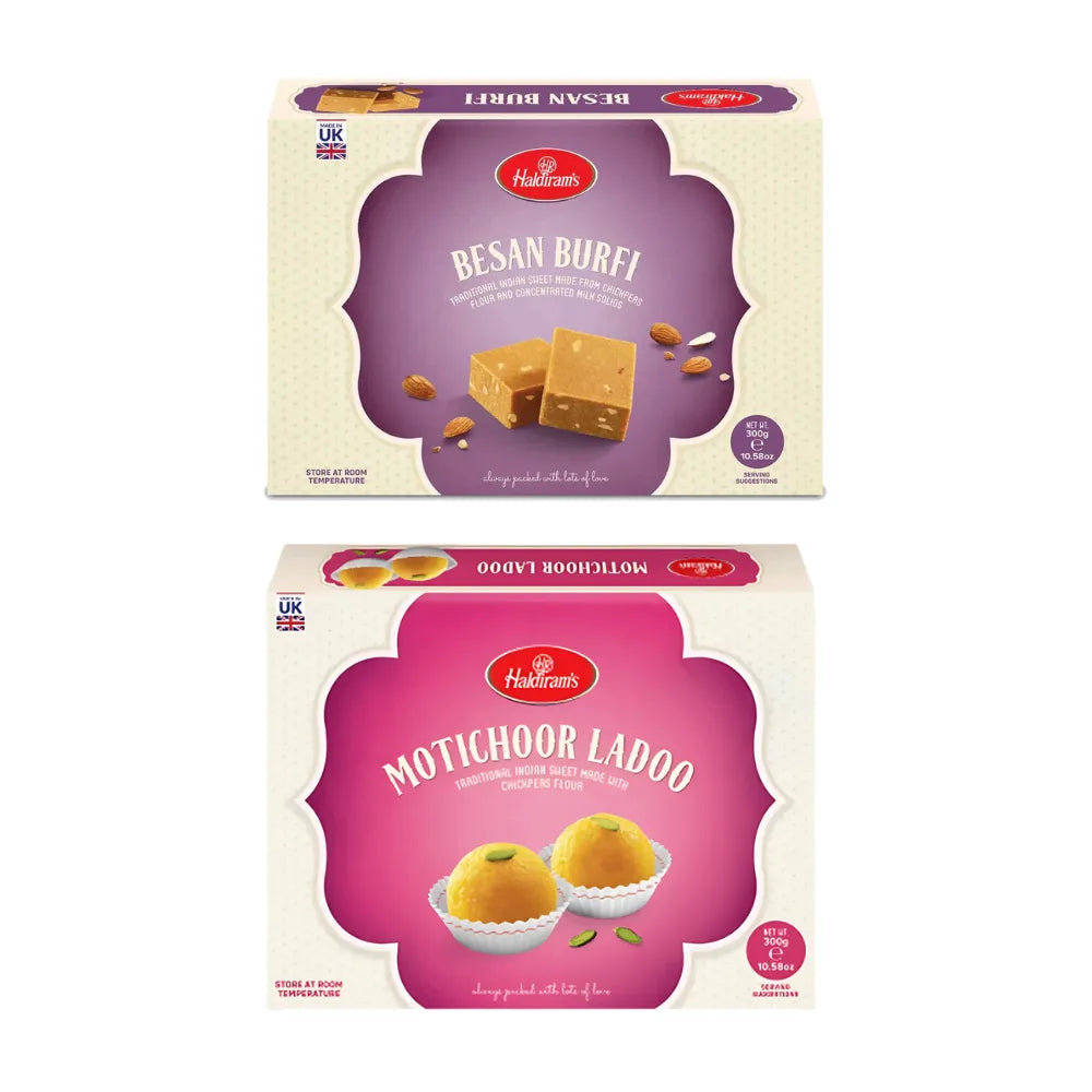 Haldiram Sweets Combo 300g | Burfi & Ladoo Indian Mithai | Mini India ...